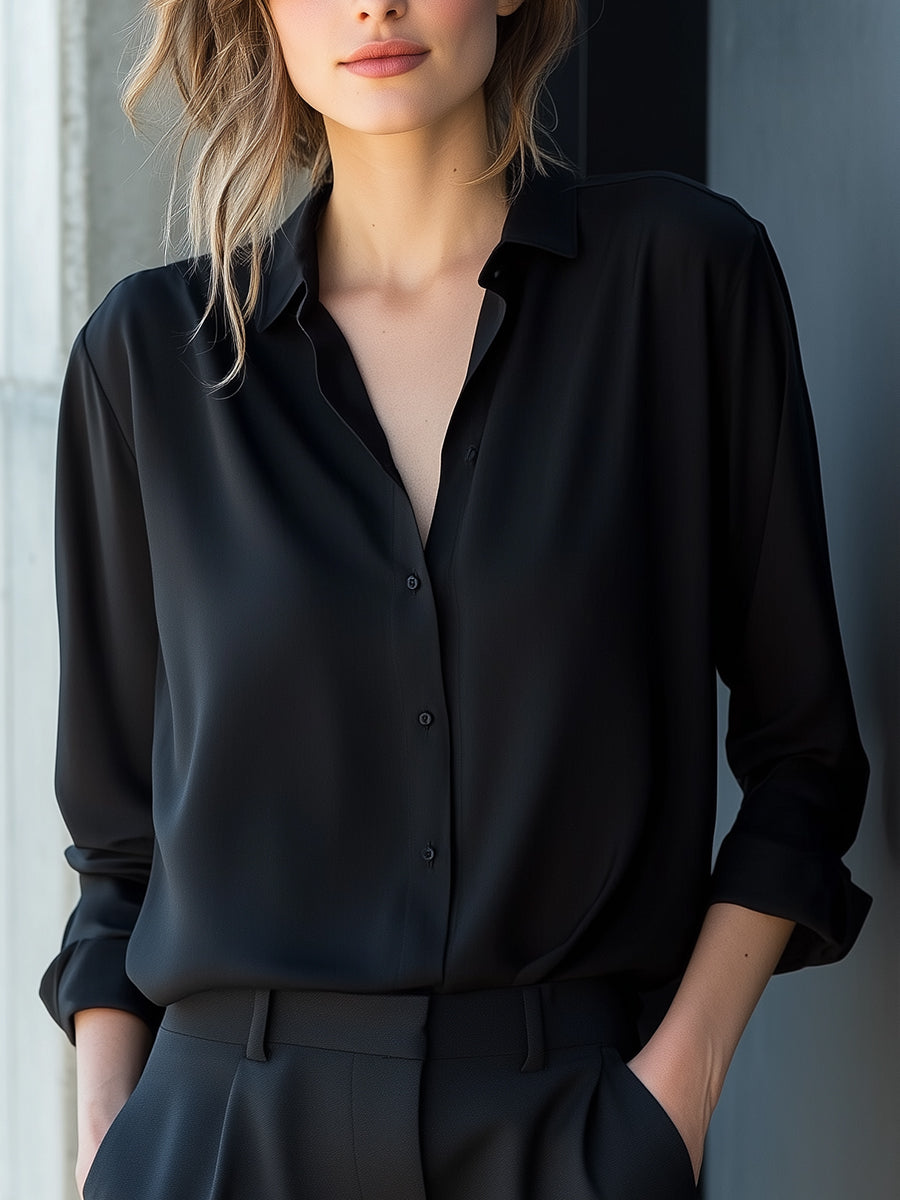 Classic Black Modal Blouse – Mooyius